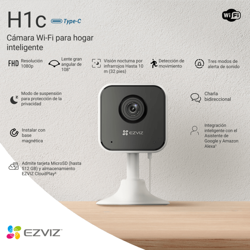 EZVIZ CS-H1C CAM IP INT 1080P WIFI 2.4GHZ. LENTE FIJO 2.8MM